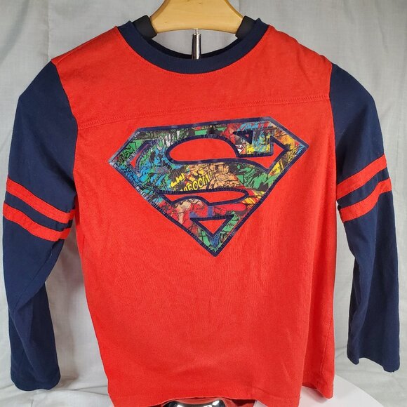 Shirts & Tops | Dc Comics Red Blue Stripe Superman Tshirt Long ...